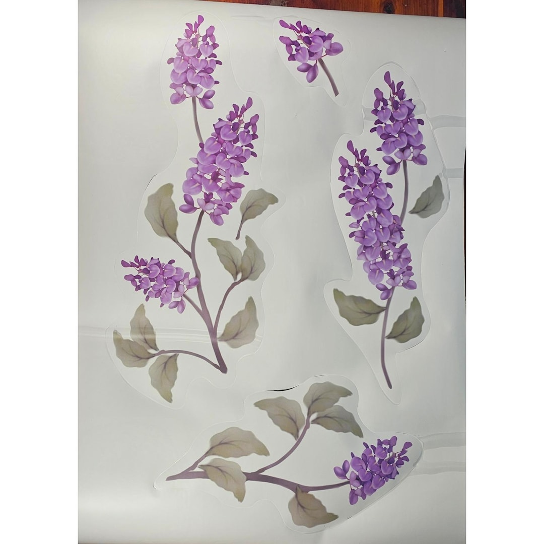 Purple Wisteria Wall Decals Floral Vine Stickers Botanical Wall Art Set ...