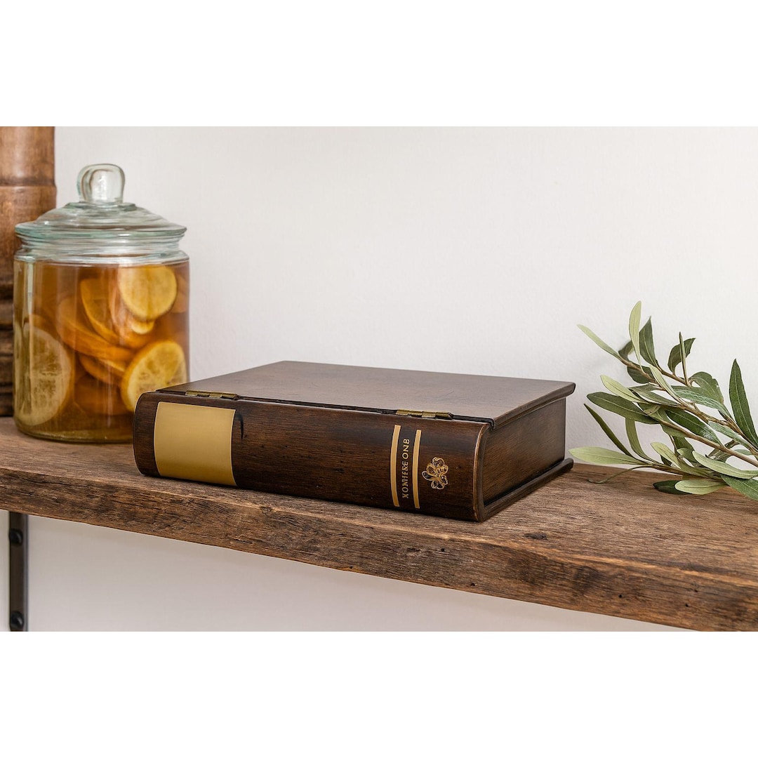 Bombay Company Wooden Memory Keepsake Box in Bookcase Style W/ Brass ...