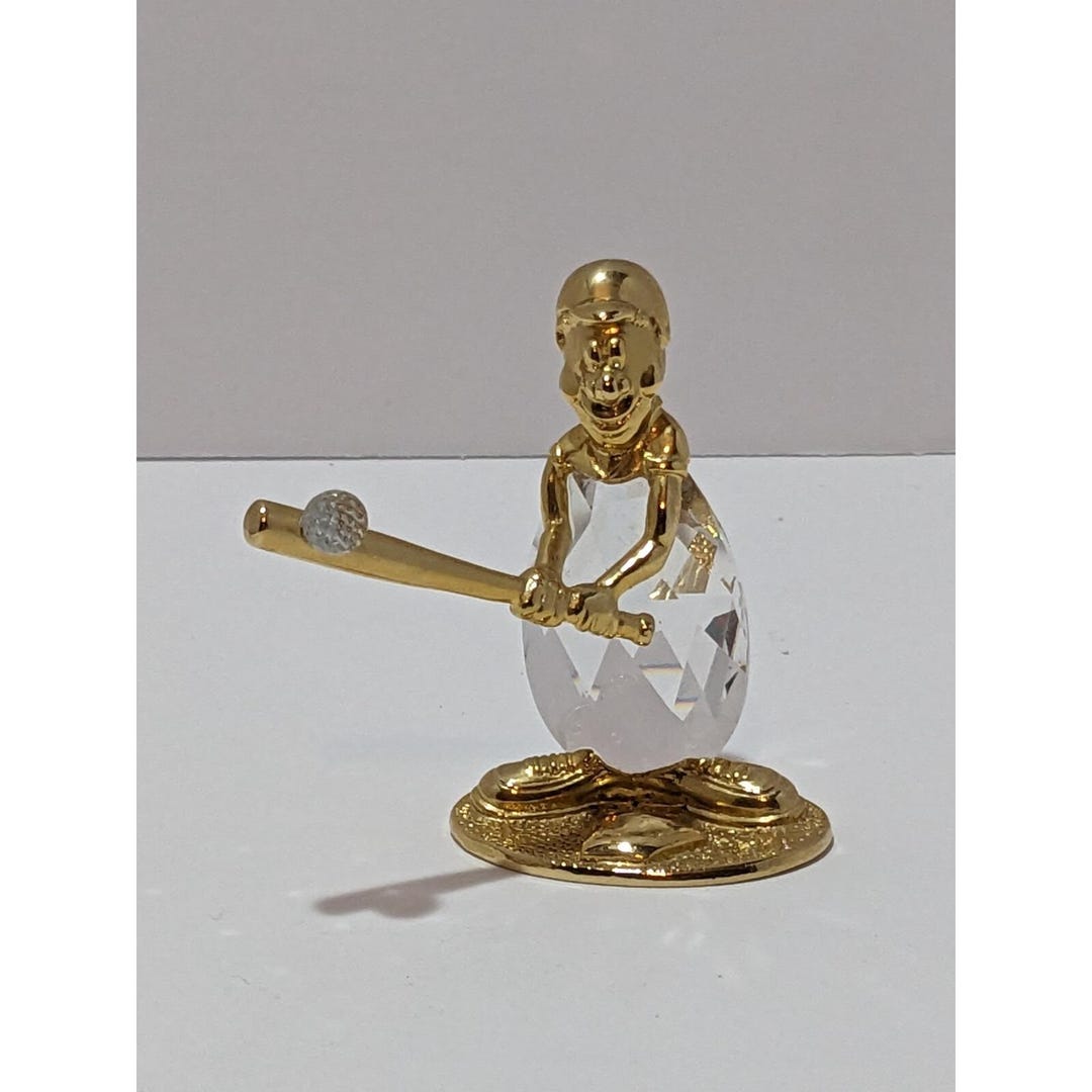 Vintage 1988 Mannon Baseball Batter Figurine — Crystal & Gold-tone ...