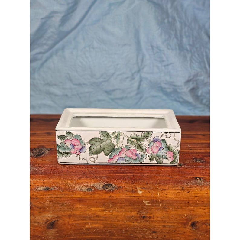 Vintage Andrea by Sadek Porcelain Grape Planter Box Hand Painted Macau ...