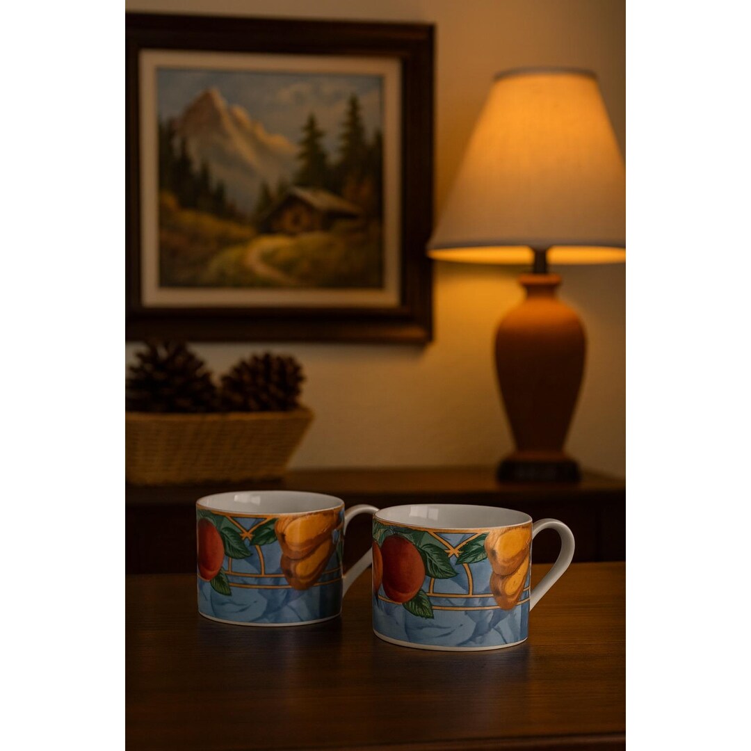 90s Vintage Set of 2 Victoria Beale Forbidden Fruit Coffee Mugs - Etsy