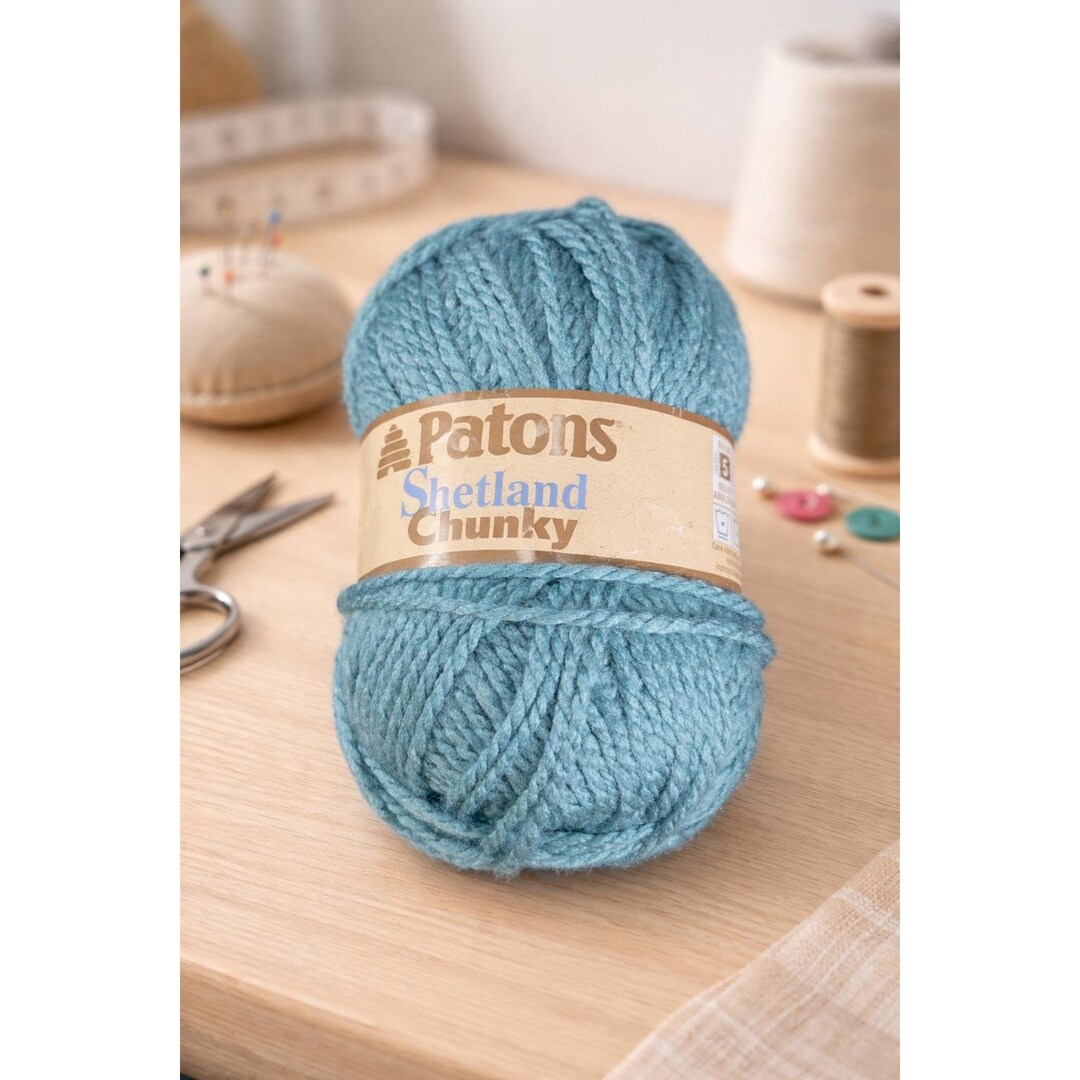 Patons Shetland Chunky Yarn Soft Teal 100g Wool Acrylic Blend Skein - Etsy