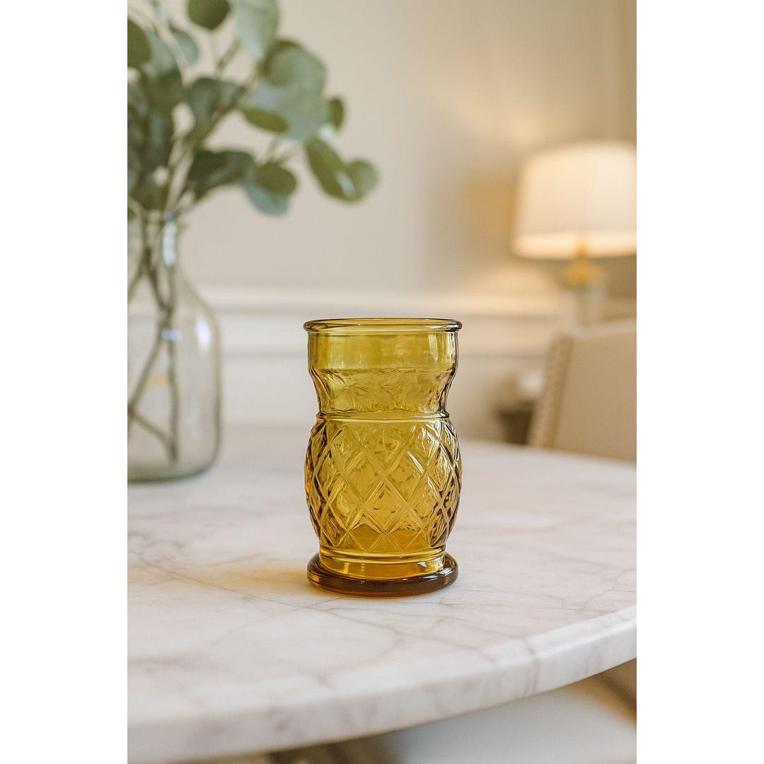 Vintage Wheaton Amber Pineapple Glass | Textured Mid Century Drinkware ...
