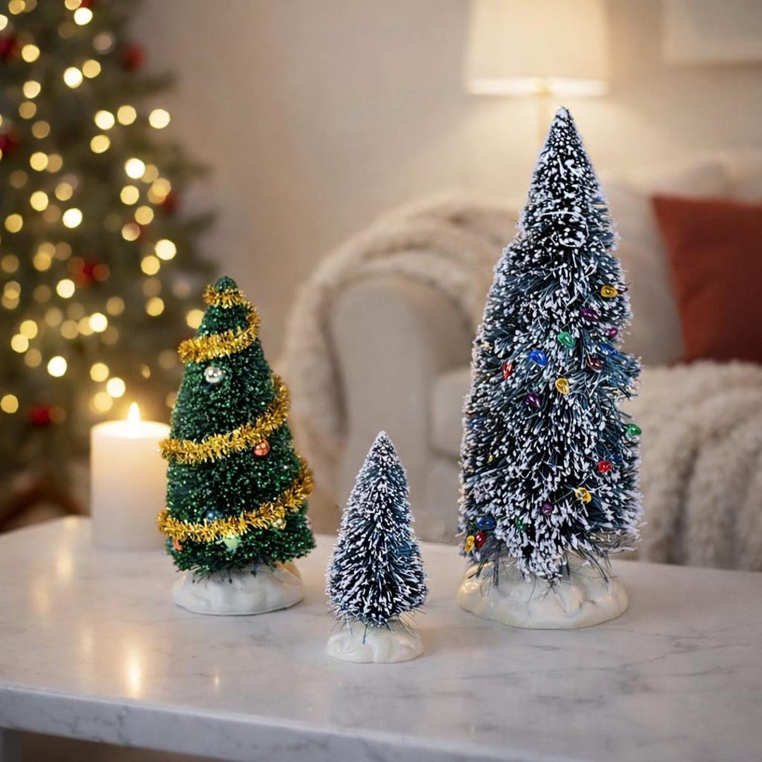 Vintage Lemax Christmas Village Trees Set of 3 Flocked Snowy Trees - Etsy