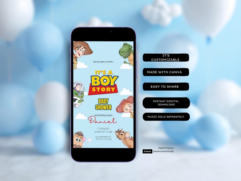 Toy Story It's A Boy Story Invitation (video Baby Shower Invitation) - Etsy