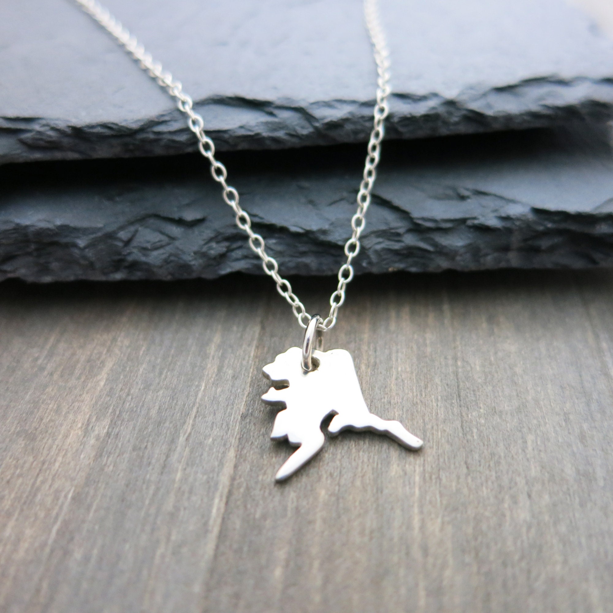 Alaska Necklace Sterling Silver Alaska Charm Travel Jewelry Alaska ...