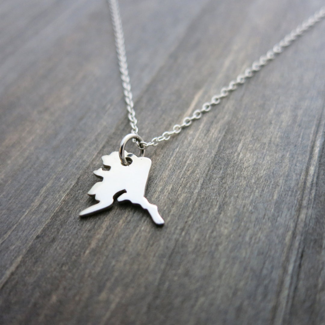 Alaska Necklace Sterling Silver Alaska Charm Travel Jewelry Alaska ...