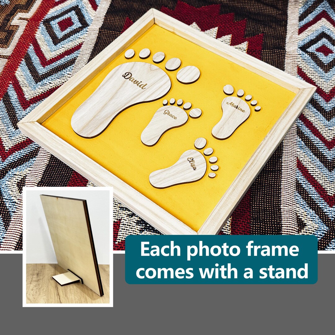 Handcrafted Family Footprint Name Frame, Anniversary/ Housewarming Gift ...