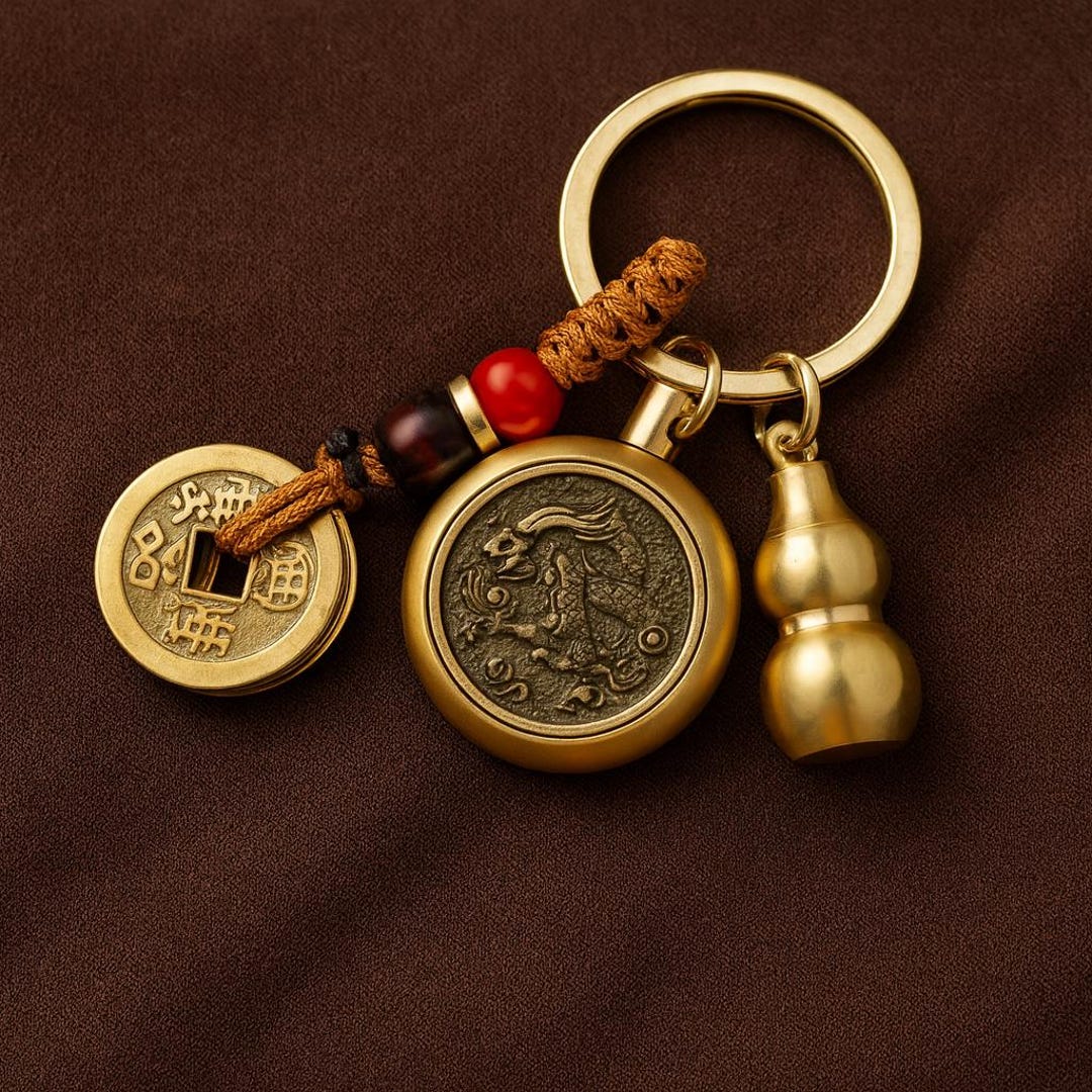 Chinese Zodiac Keychain Set – 3-piece Copper Pendant With Rotating Disc ...