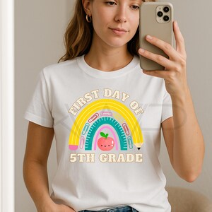 First Day of School PNG | Rainbow Apple Digital Design | Grade K–6 ...