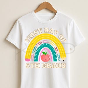 First Day of School PNG | Rainbow Apple Digital Design | Grade K–6 ...