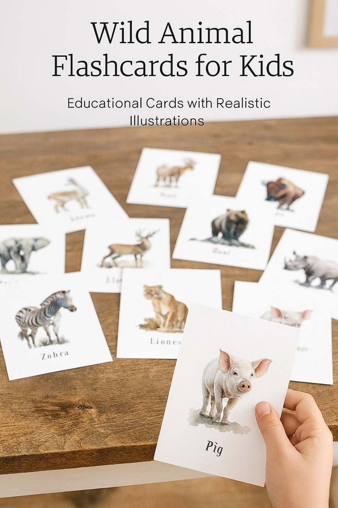 Wild Animal Flashcards for Kids – Educational Printable Cards With ...