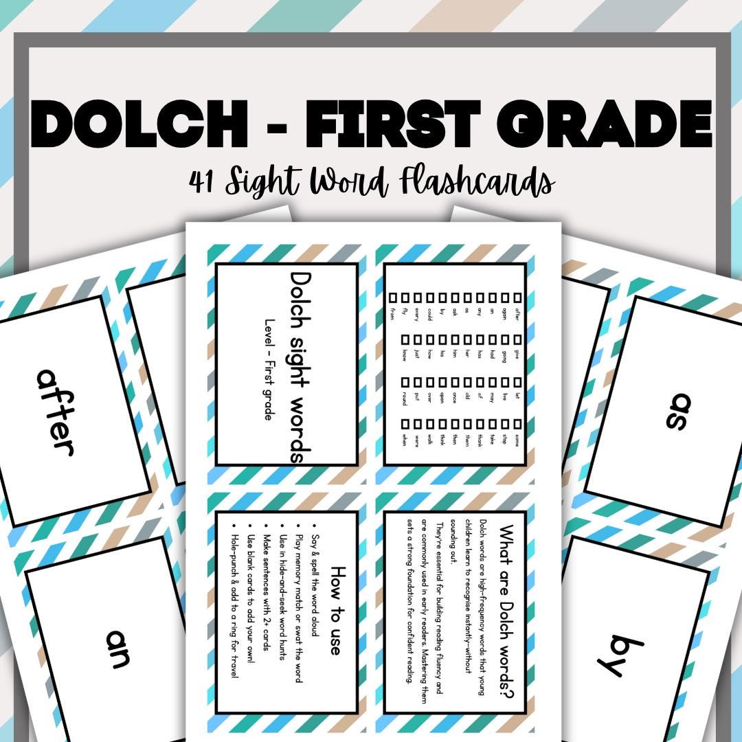 Blue Dolch First Grade Sight Word Flashcards – 41 Sight Words ...