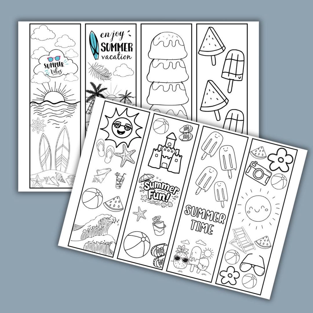 Summer Coloring Bookmarks for Kids | Beach Theme Activity (digital ...