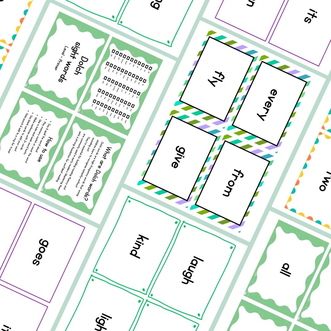 Printable Dolch 220 Sight Word Flashcards: Multi-colored, US Size ...
