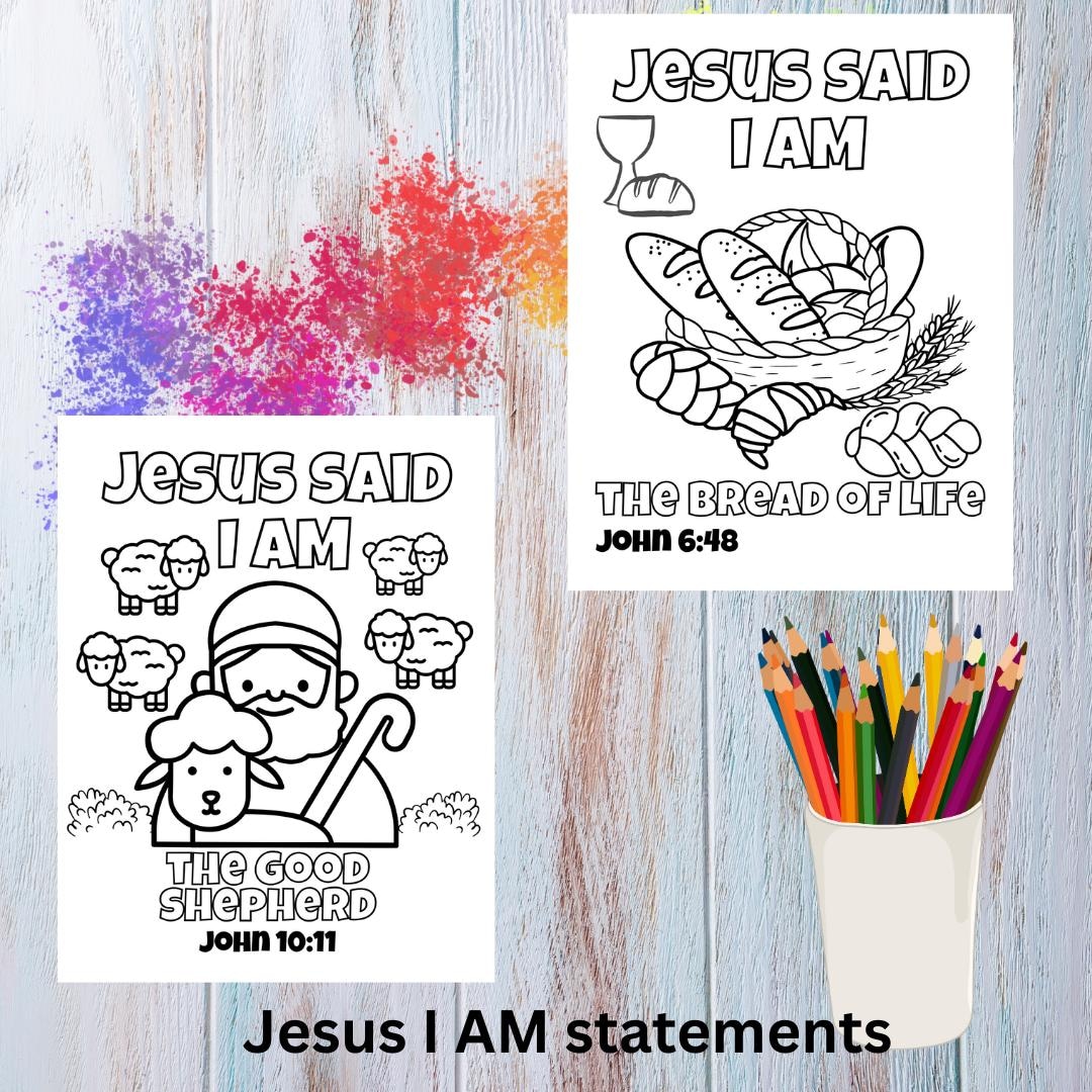 Inspirational Bible Verse Jesus I AM Statements Coloring Pages for ...