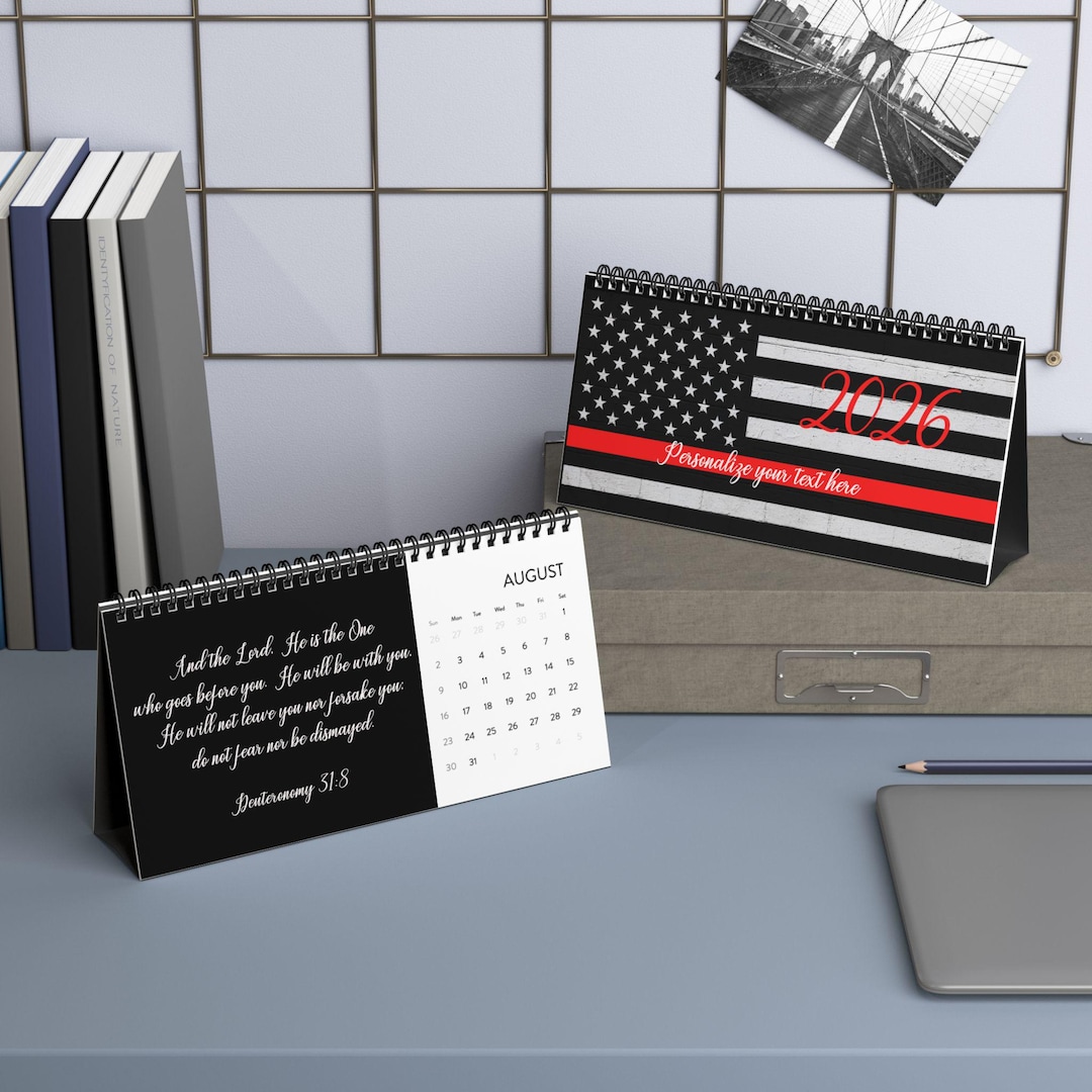 Thin Red Line American Flag 2026 Desktop Calendar Firefighter ...