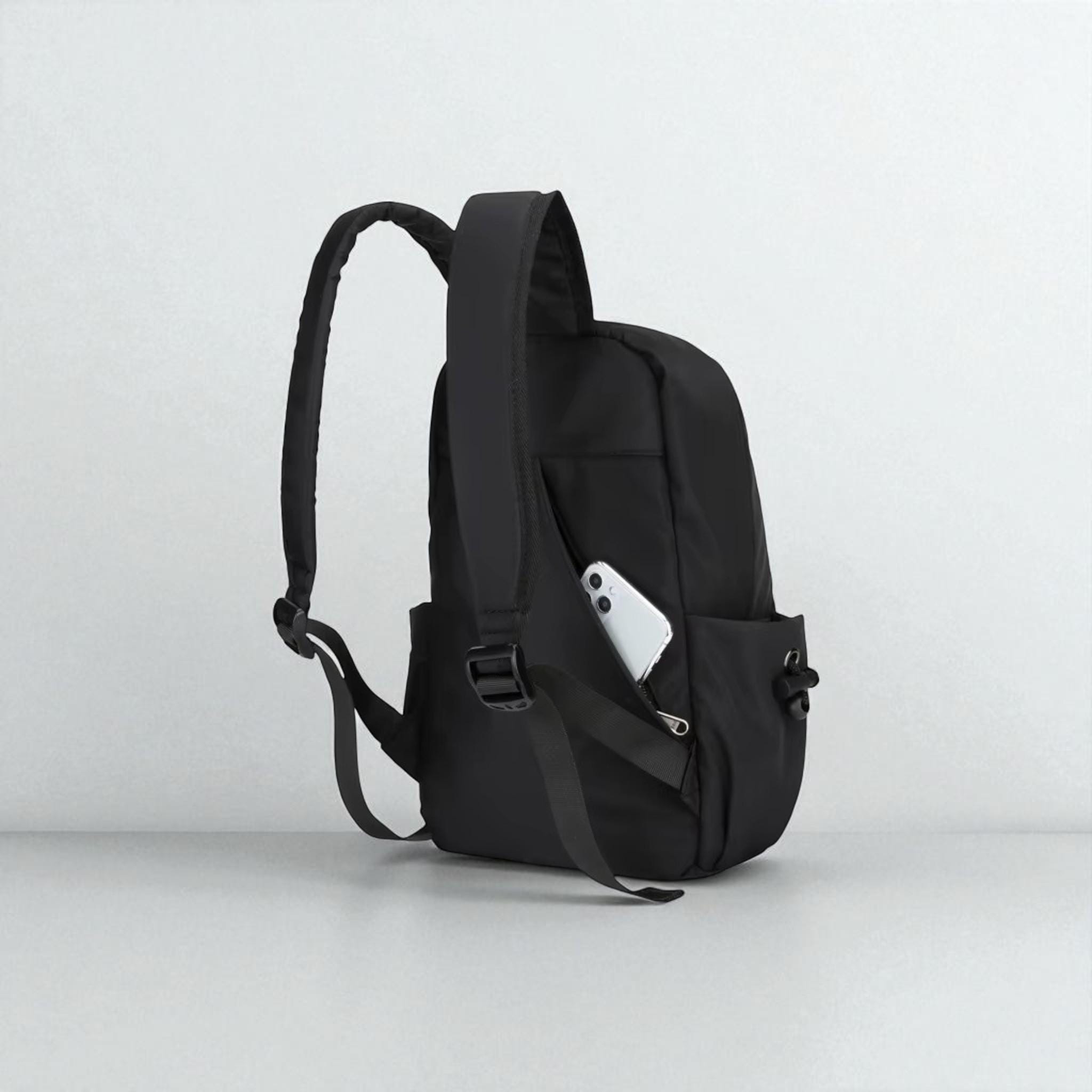 Mini Black Canvas Backpack: Waterproof Travel Daypack, Small Shoulder ...
