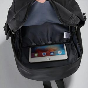 Mini Black Canvas Backpack: Waterproof Travel Daypack, Small Shoulder ...