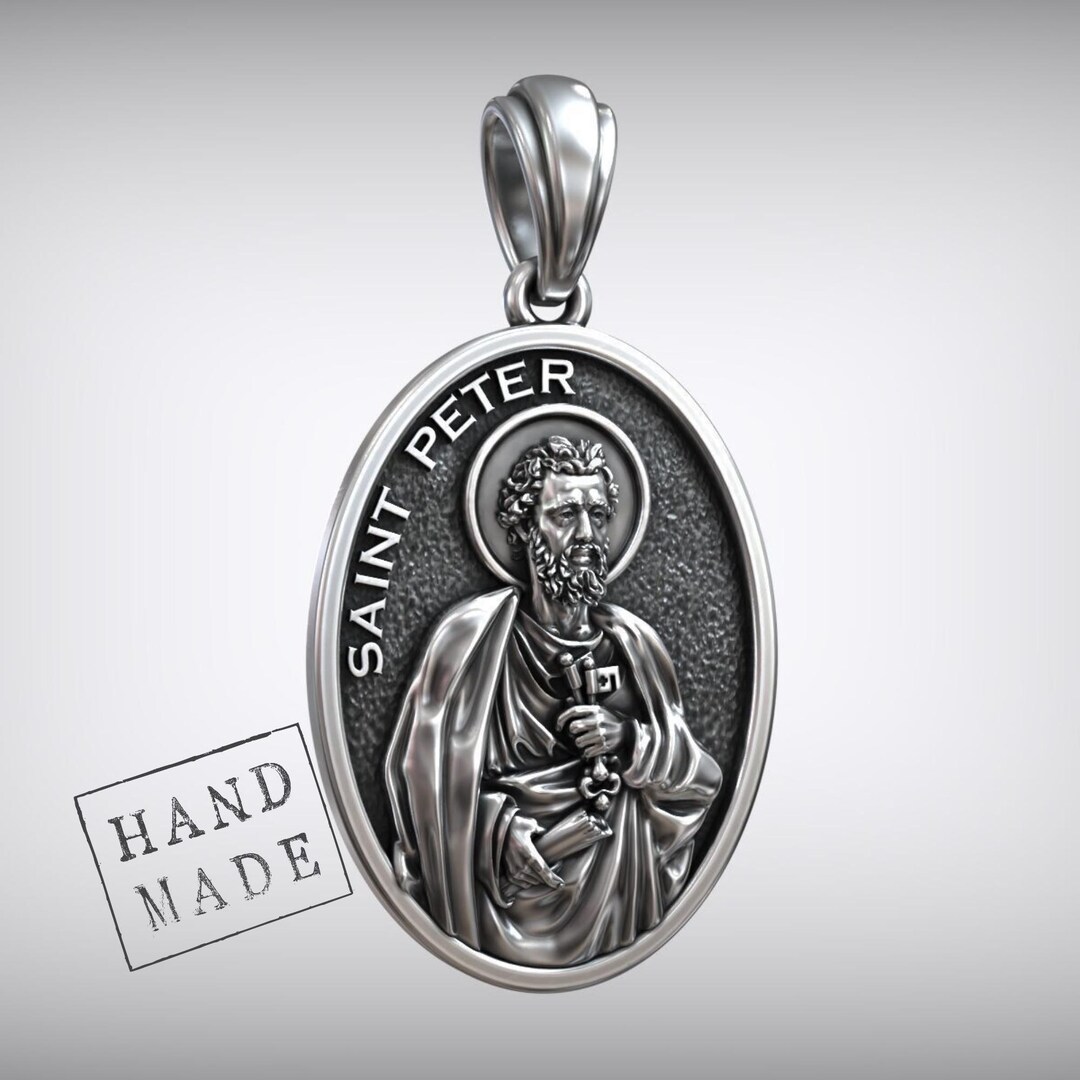 Saint Peter the Apostle Medallion Necklace, Handmade Christian Icon ...