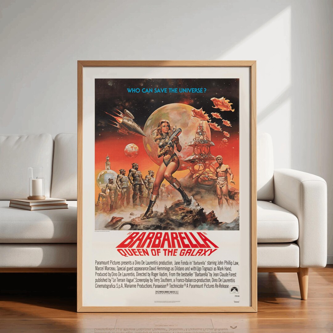 Barbarella Movie Poster - Jane Fonda Retro Sci-fi Art, Queen of the ...