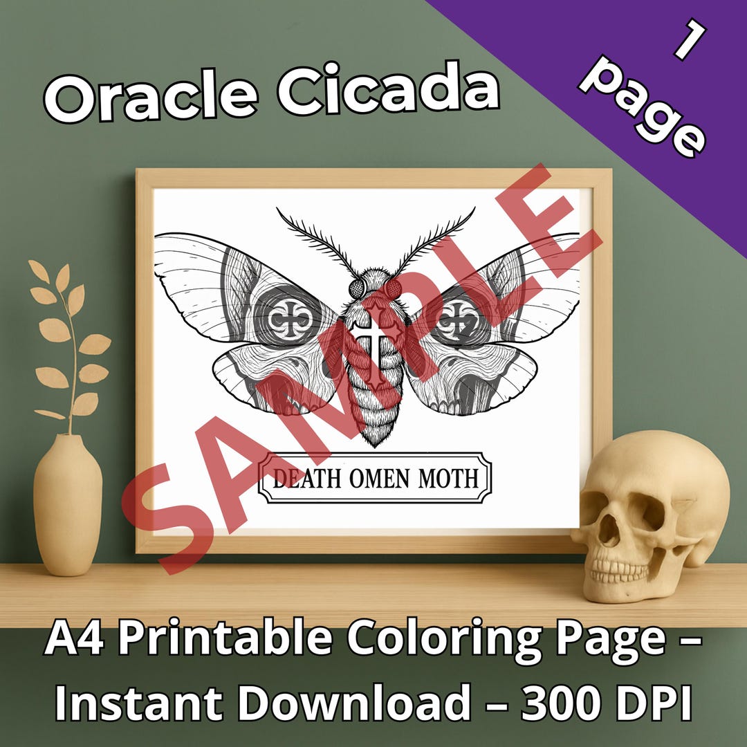 Death Omen Moth Coloring Page – Gothic Fantasy Insect Printable PDF ...