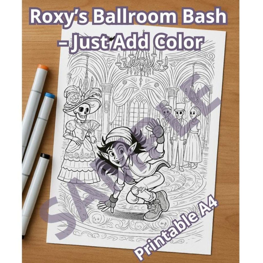 Roxy Toprock Vampire Coloring Page • Breakdancing in Gothic Ballroom ...