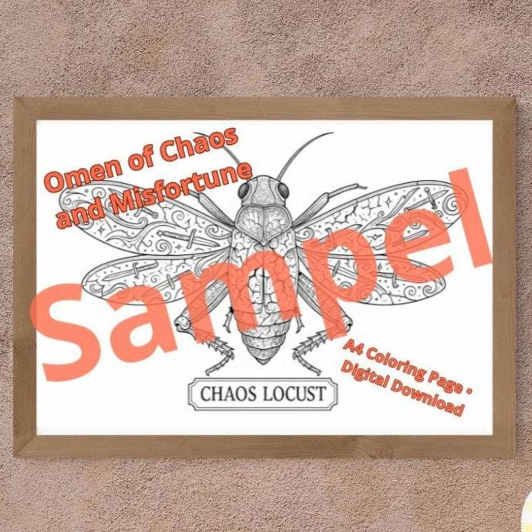 Chaos Locust Coloring Page: Dark Fantasy Insect Art (digital Download ...