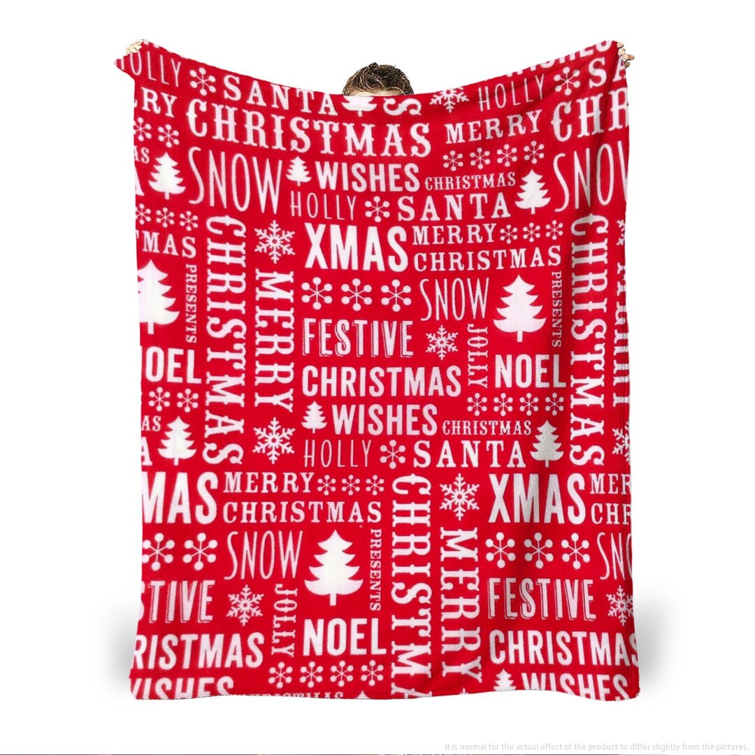 Christmas Blessing Text Flannel Blanket, Cozy Home Decor, for Camping ...