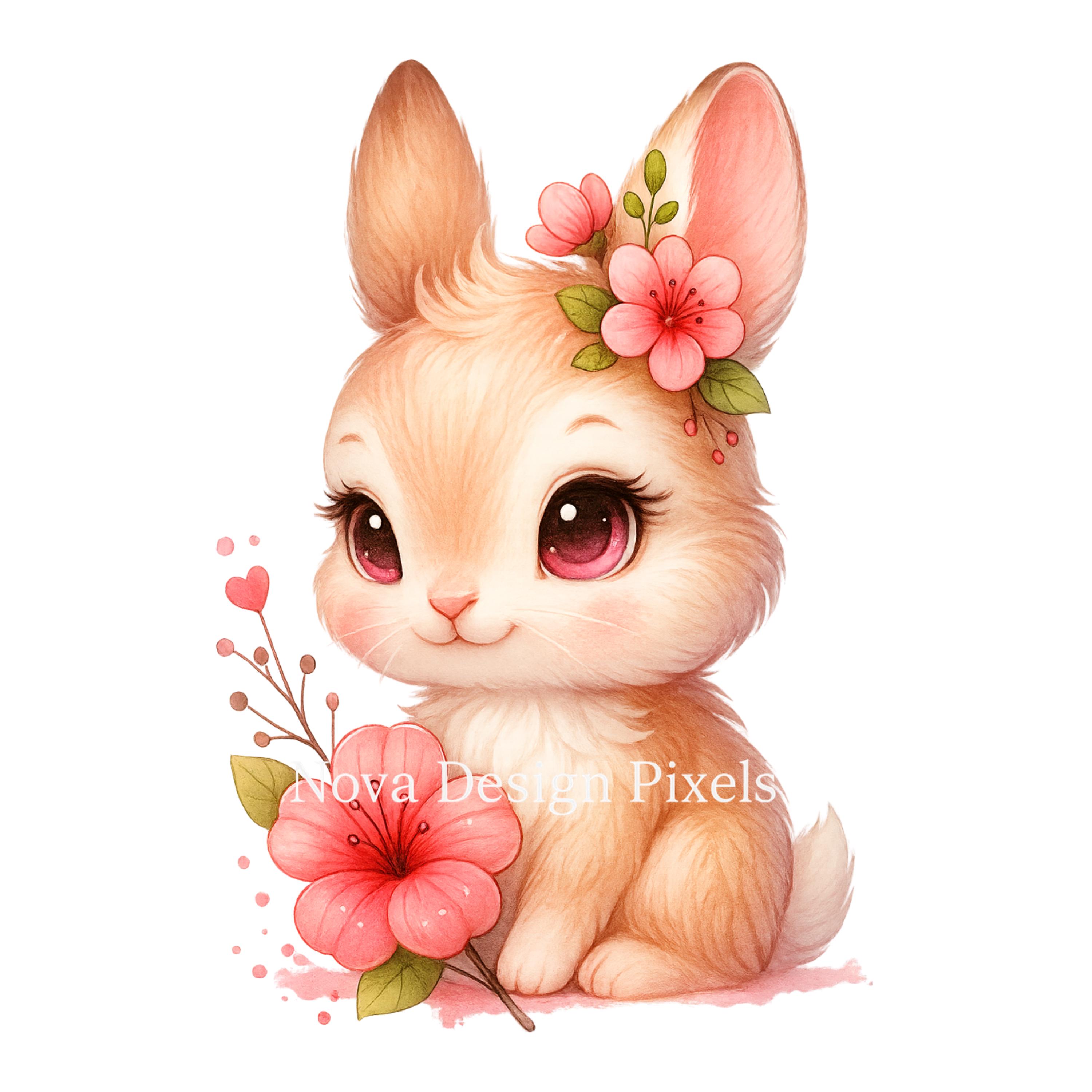 Cute Baby Animal Clipart Set, 5 PNG Woodland Animals, Bunny, Panda ...