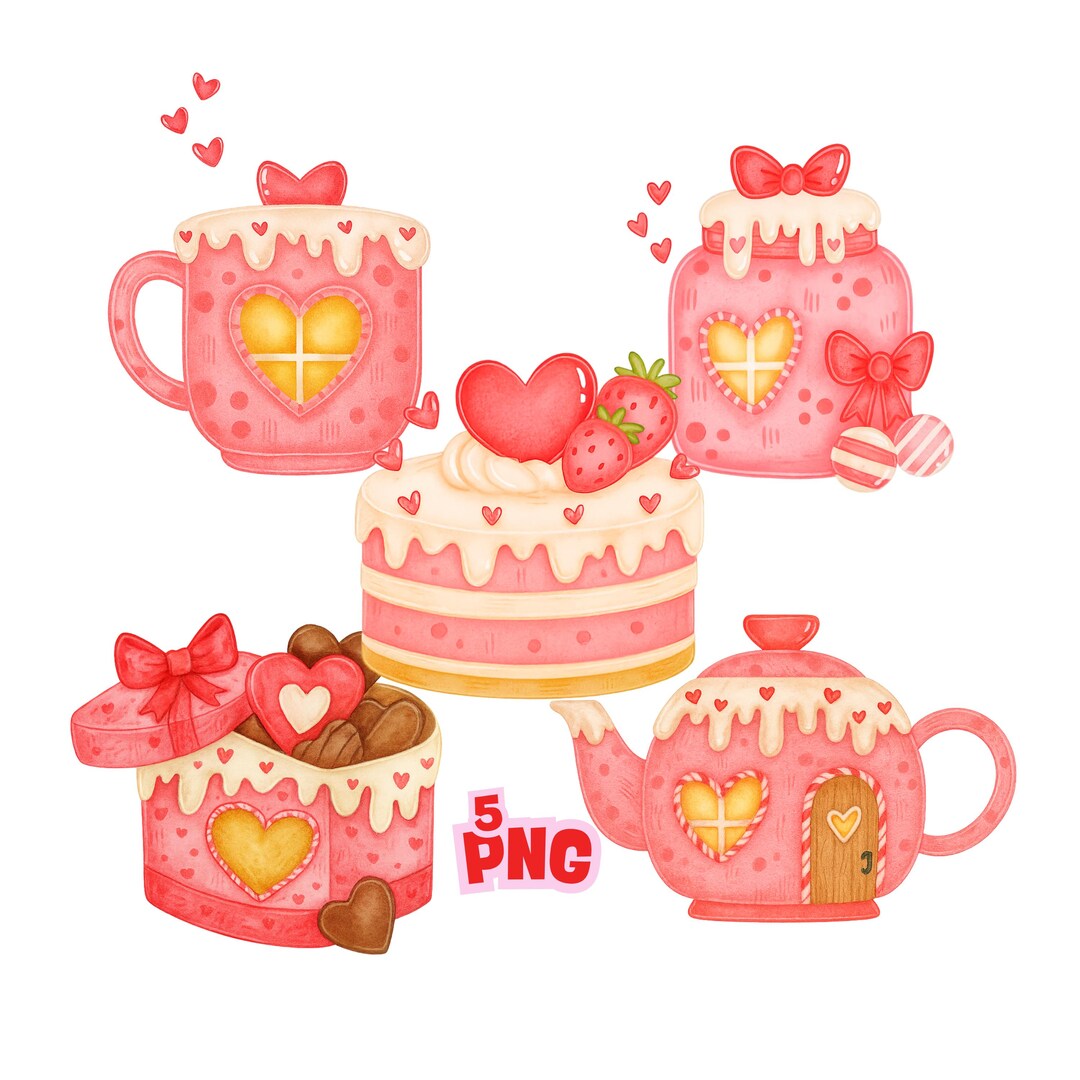 5 Valentine Sweet Treats Clipart, 5 PNG , Digital Download - Etsy