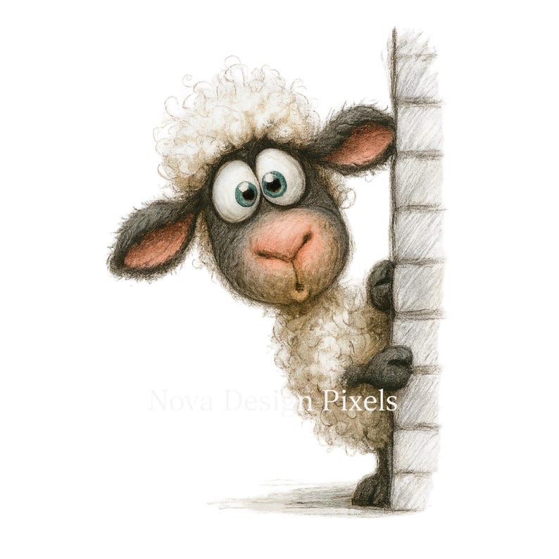 Funny Sheep Clipart Set, Cute Farm Animal PNG, Sheep Illustration for ...