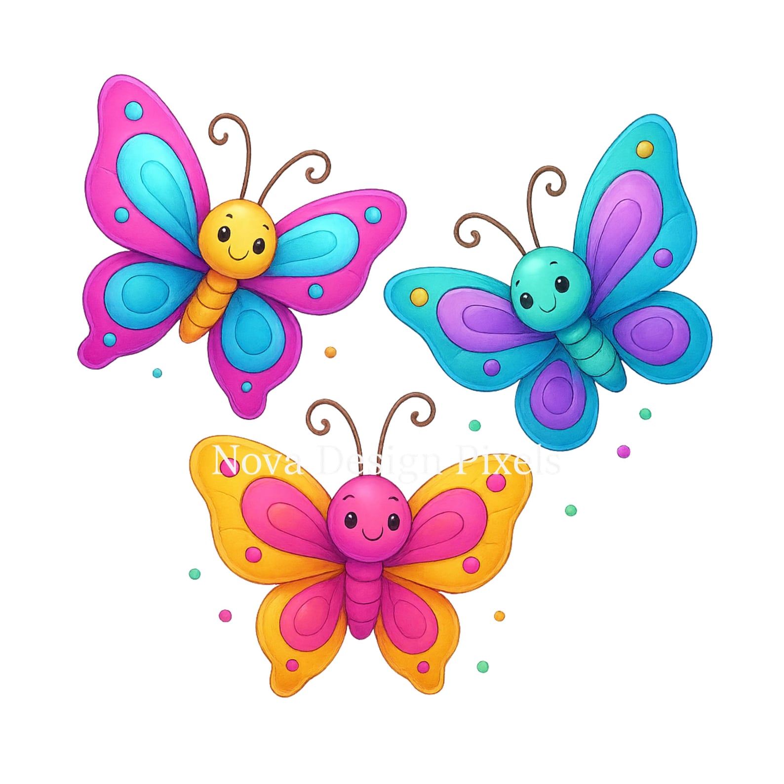 Spring Clipart Set: Rainbow, Flowers, Butterflies, Digital Download - Etsy