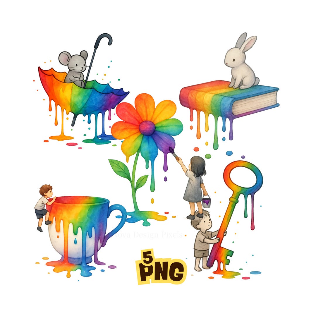 Rainbow Drip Clipart Bundle – Kids & Animals Pngs (digital Download) - Etsy