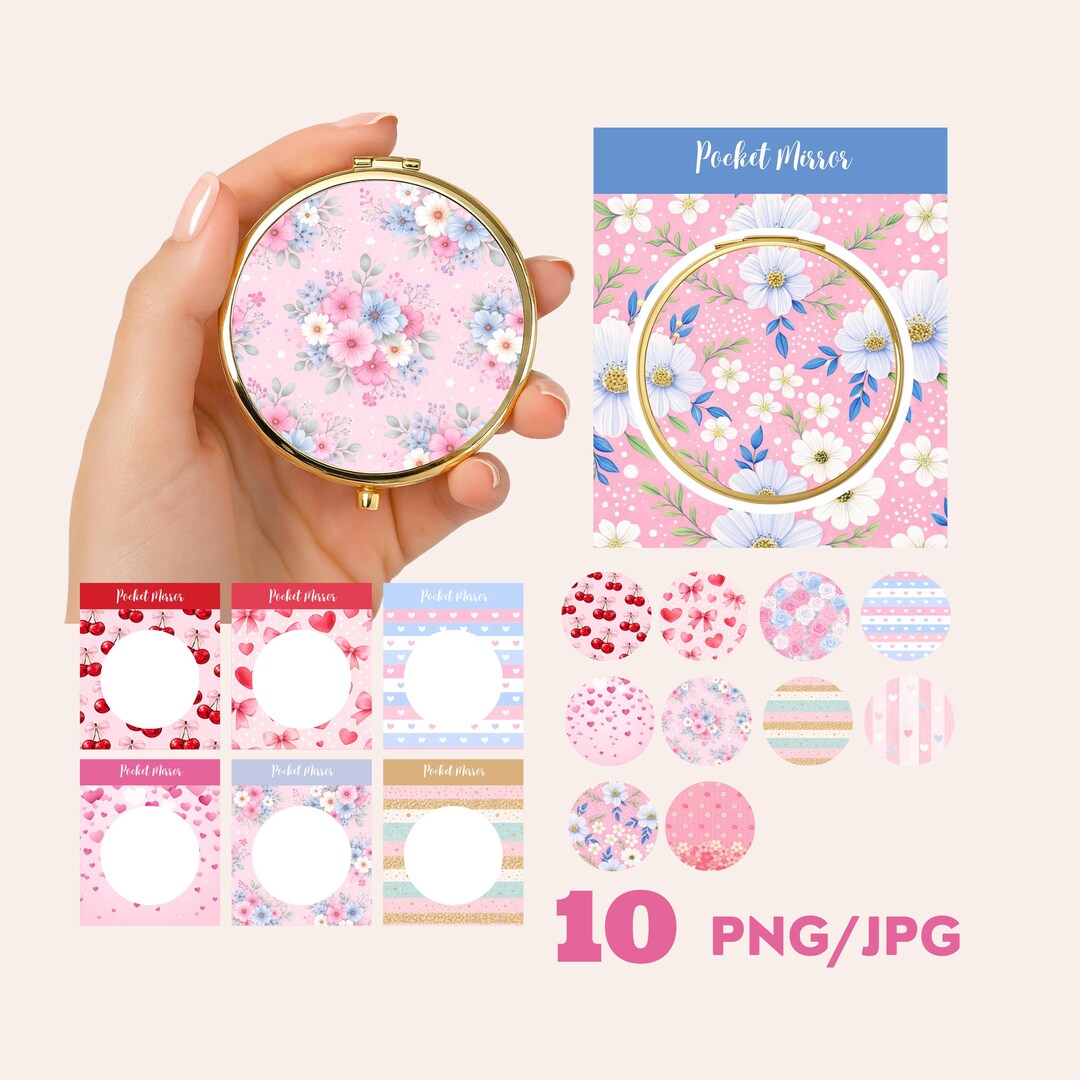 Pocket Mirror and Badge Template Designs, Backcard for Packaging ...