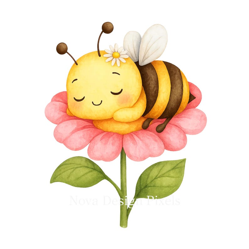 5 Watercolor Digital Clipart Bees, Instant Download PNG, Commercial Use ...