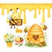 5 Watercolor Digital Clipart Bees, Instant Download PNG, Commercial Use ...