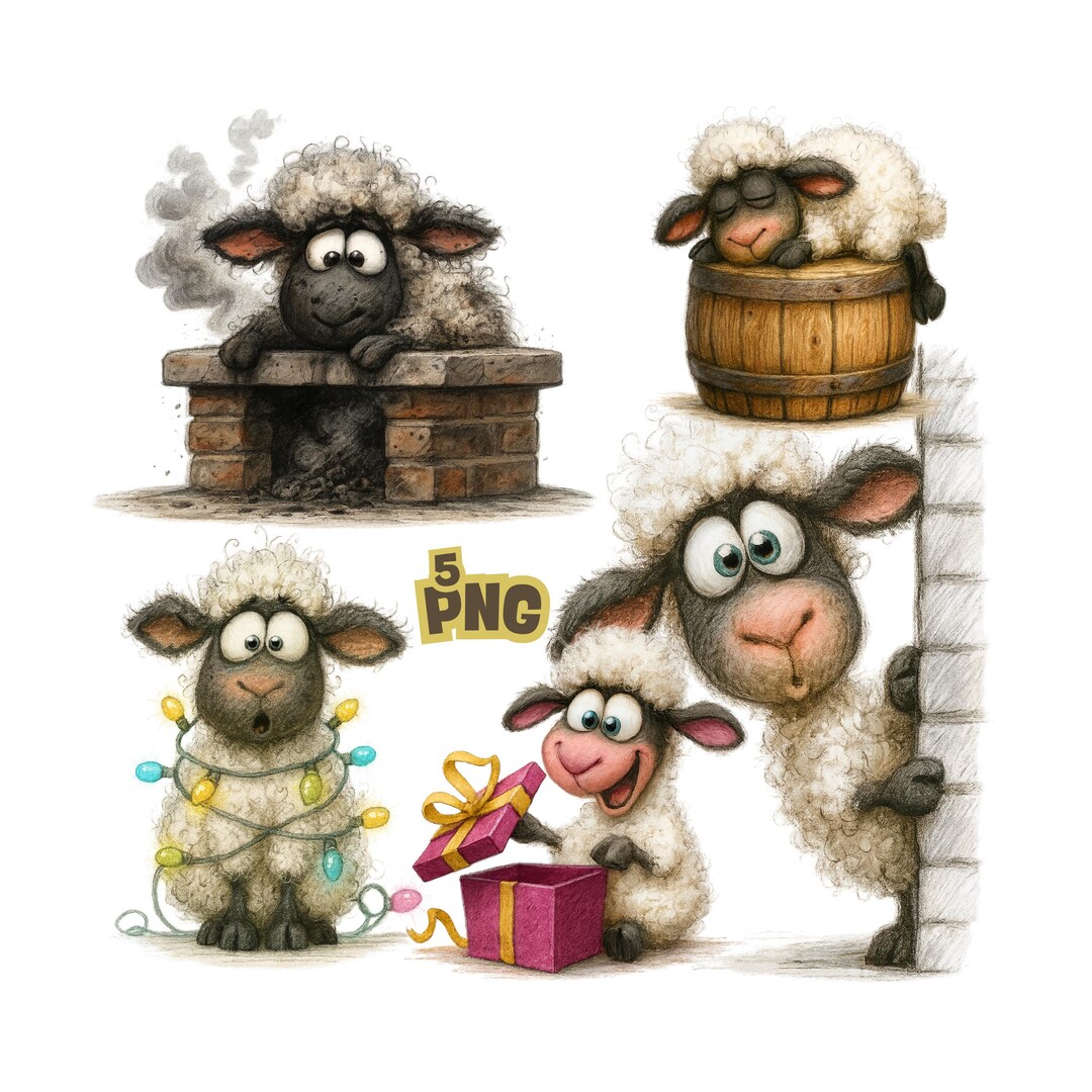 Funny Sheep Clipart Set, Farm Animal PNG Graphics (digital Download) - Etsy