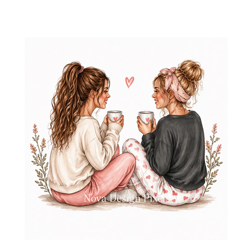 Girls Back View Illustration (digital Download) - Etsy