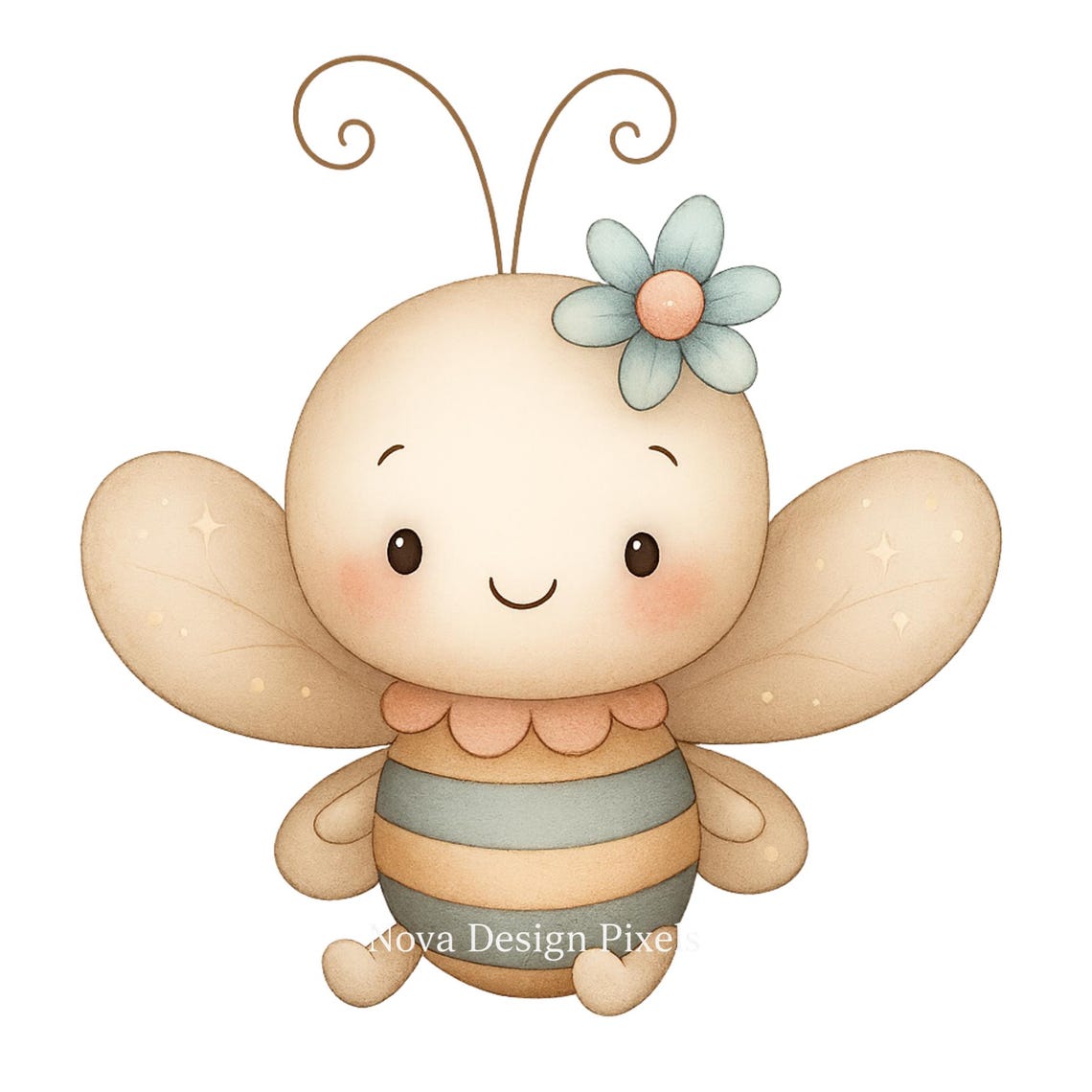 Kawaii Pastel Insect Clipart: Bee, Butterfly, Ladybug PNG (digital ...