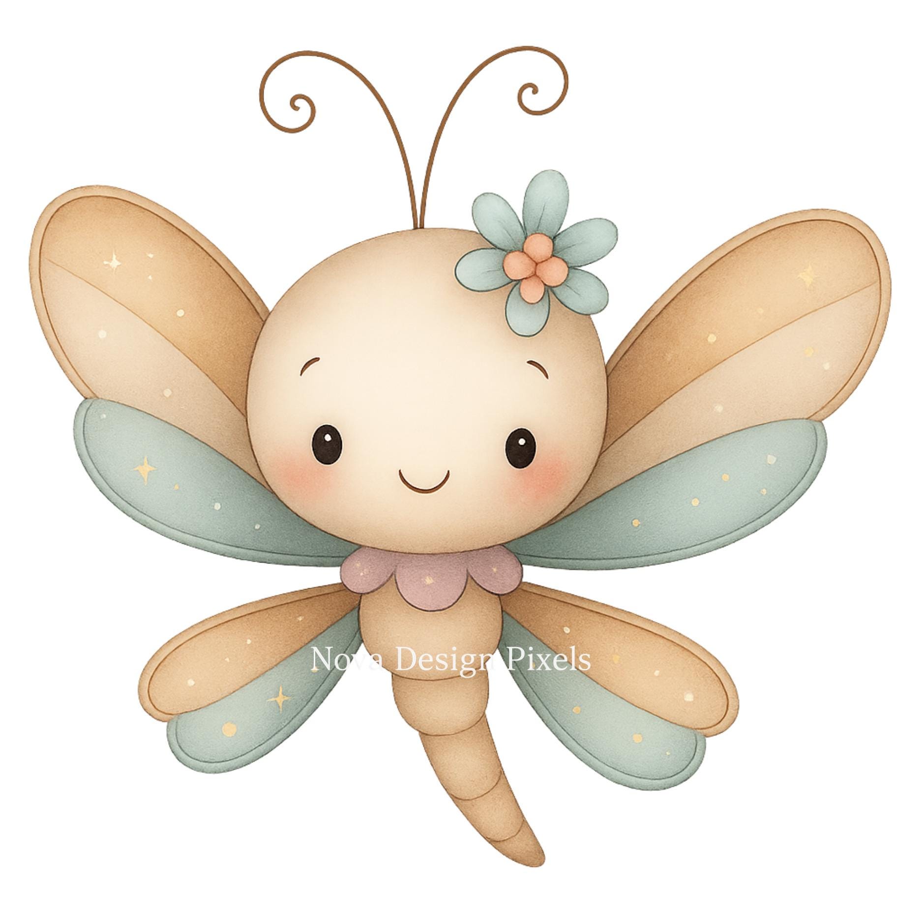 Kawaii Pastel Insect Clipart: Bee, Butterfly, Ladybug PNG (digital ...
