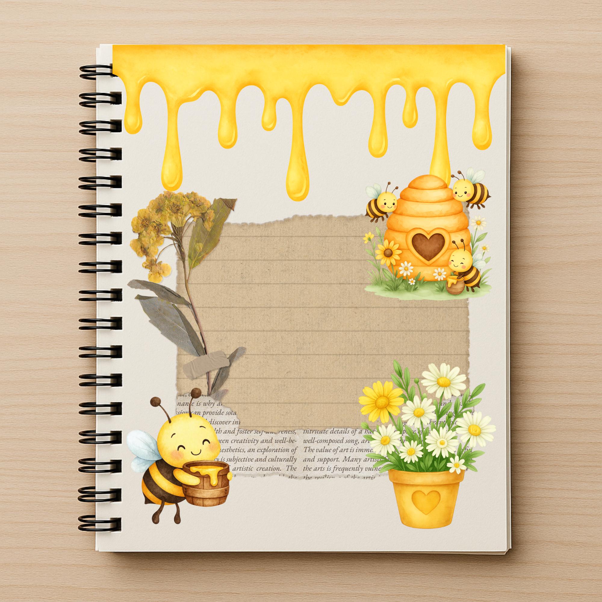 5 Watercolor Digital Clipart Bees, Instant Download PNG, Commercial Use ...