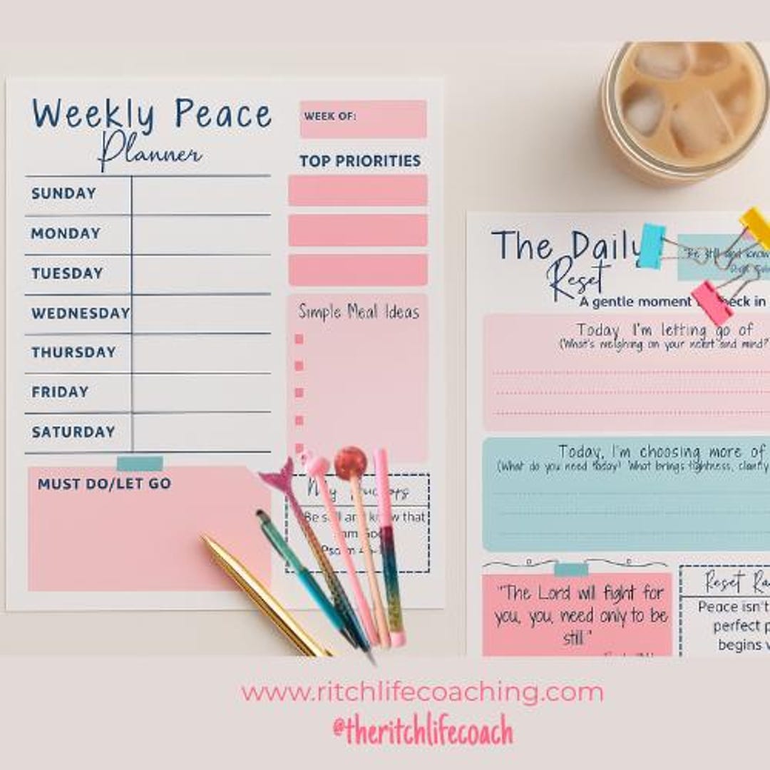 Daily Reset & Weekly Peace Planner. Simple Printable for Women and Moms ...