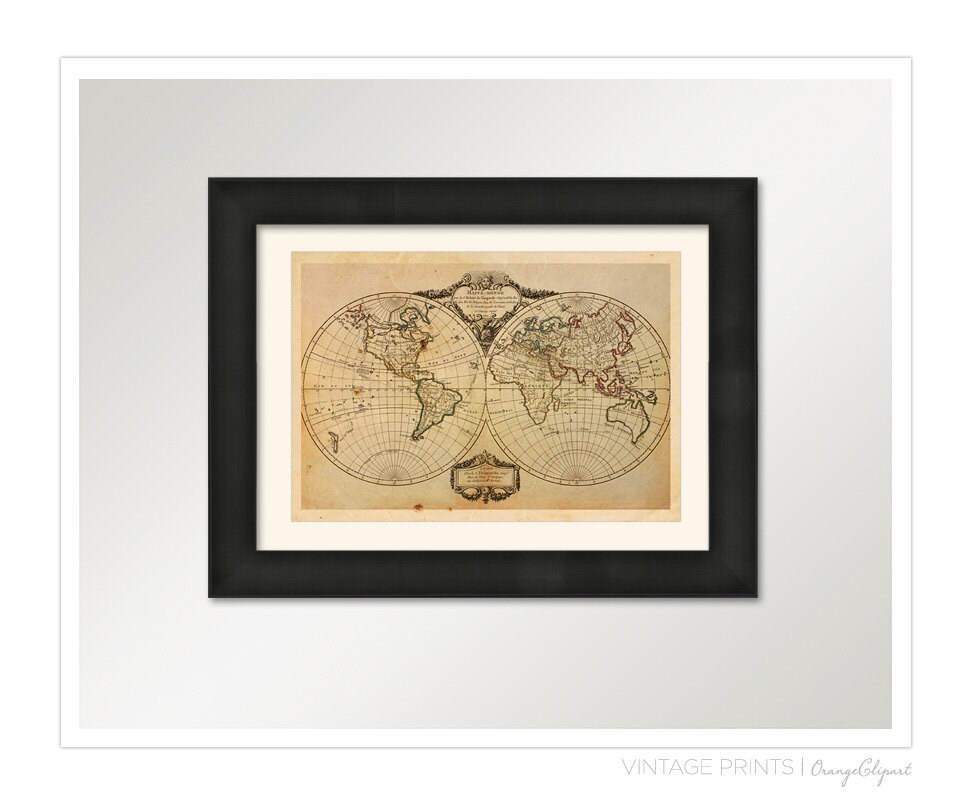 Vintage World Map Print 8x10 P47 - Etsy