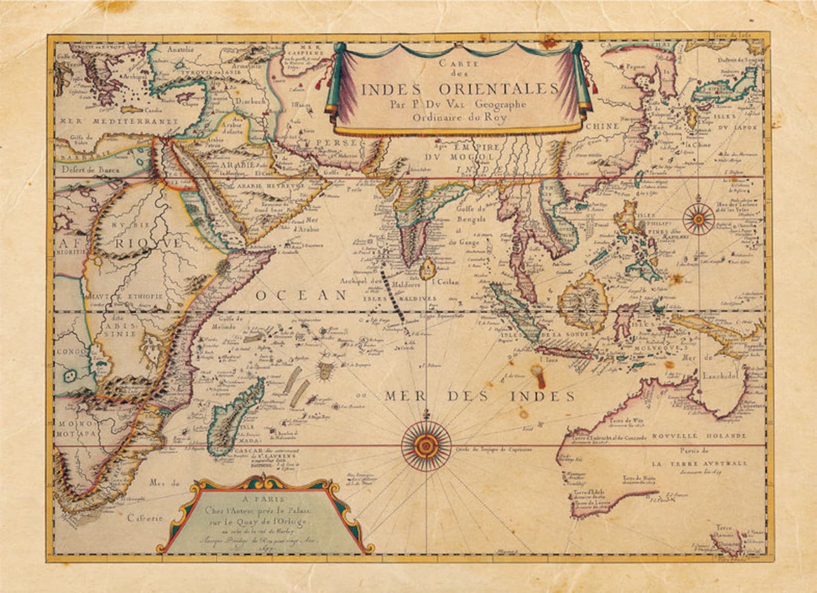 Vintage Indian Ocean Map Print 8x10 P79 - Etsy