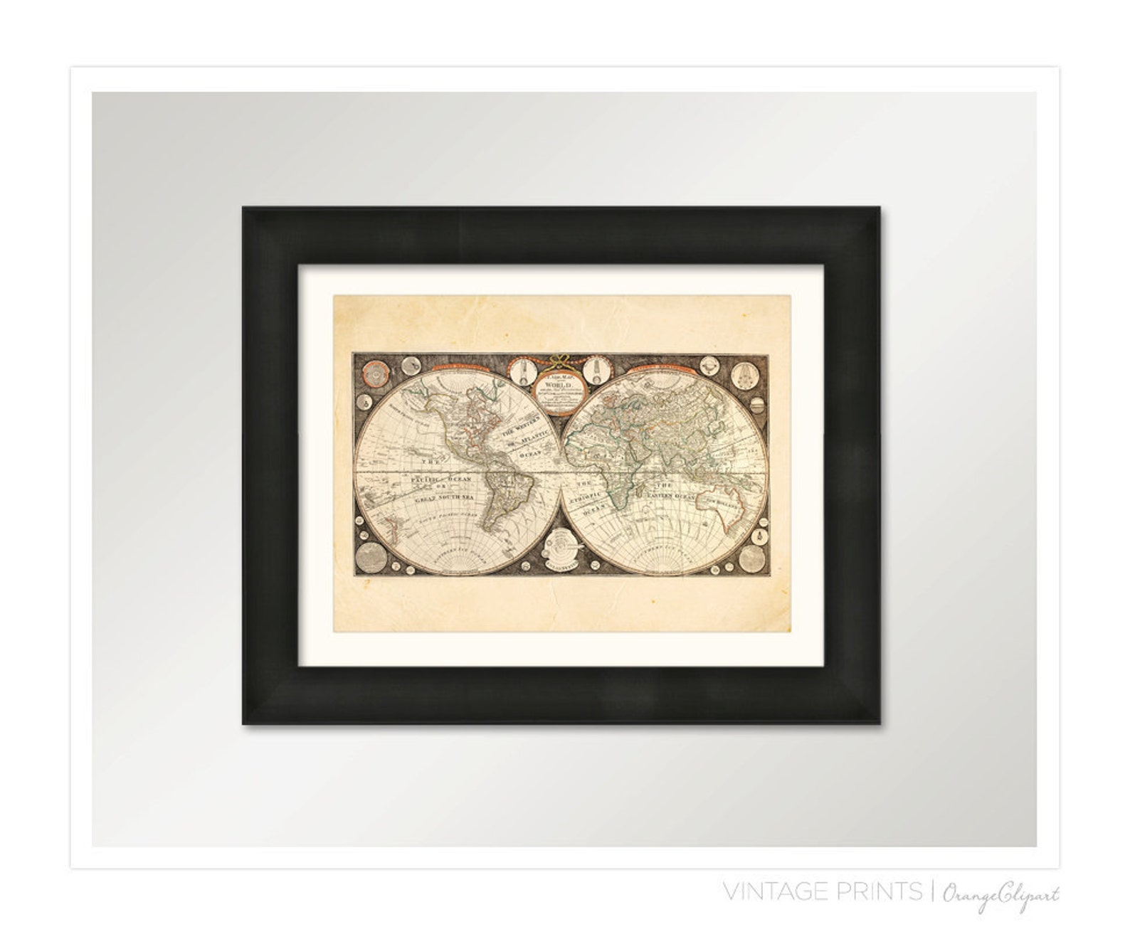 Vintage World Map Solar System Print 8x10 P137 - Etsy