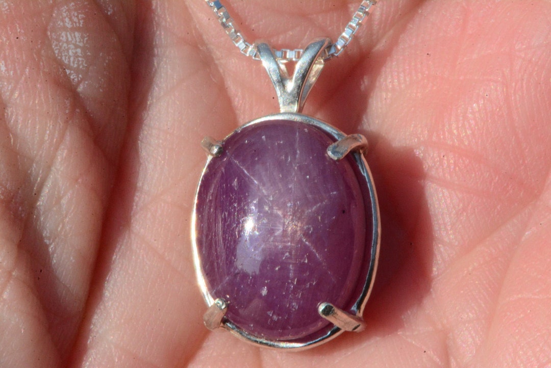 Star Ruby Necklace, Certified Genuine 13.86 Carat Star Ruby Cabochon ...