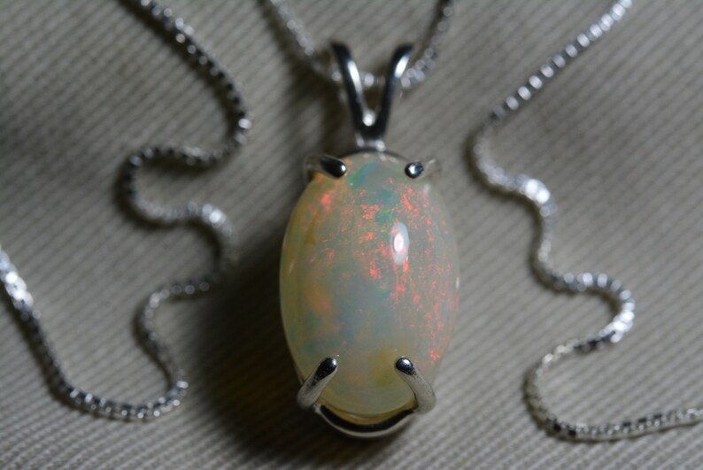 Certified Opal Necklace 6.43 Carat Solid Opal Pendant Sterling Silver ...