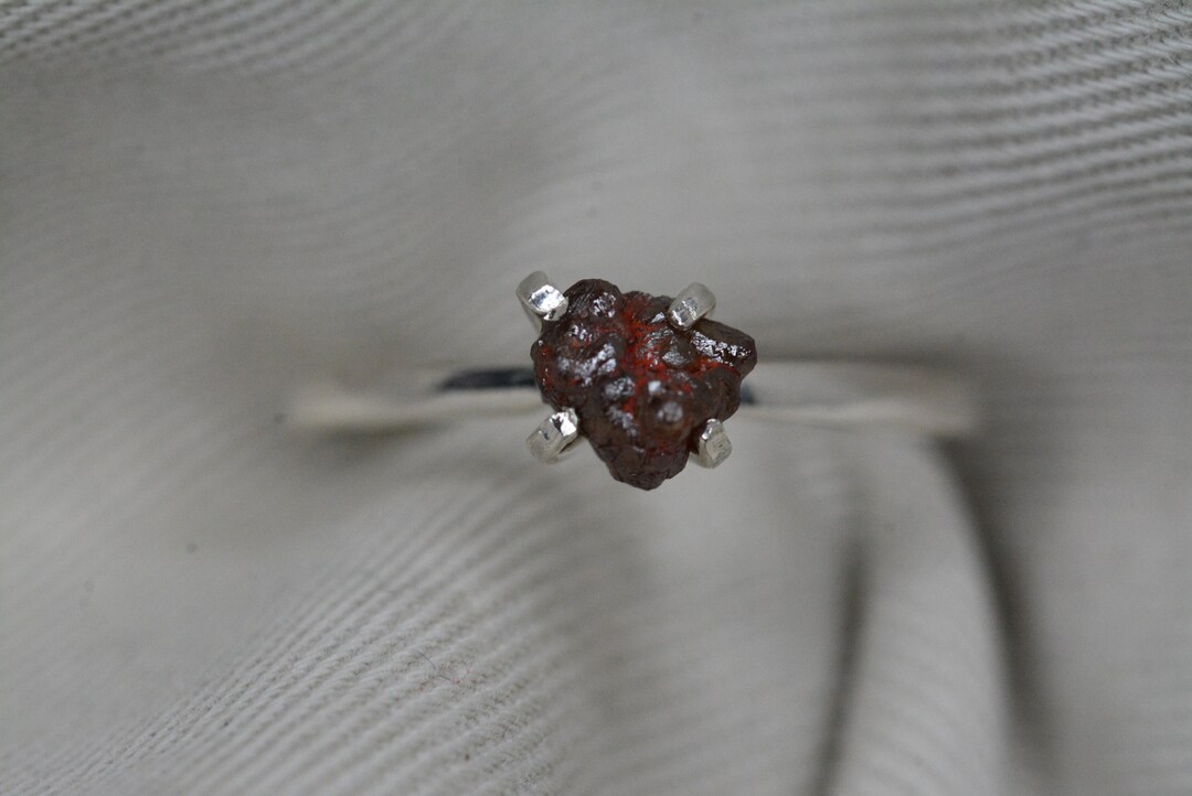 Certified Raw Red Diamond Solitaire Ring 1.02 Ct Uncut Diamond Rough ...