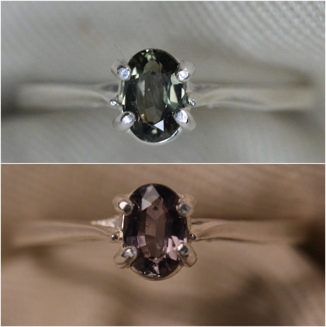 Certified Color Change Garnet Ring 0.53 Carat Sterling Silver Solitaire ...